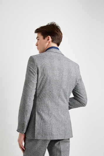 Moss 1851 Tailored Fit Black And White Textured Check Lightweight Jacket