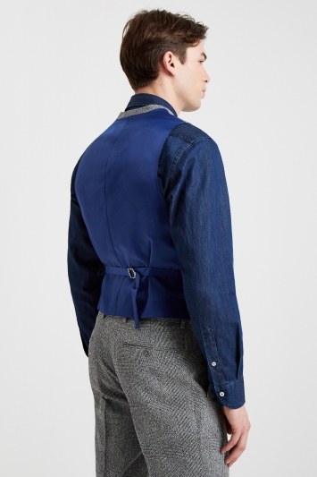 Moss 1851 Tailored Fit Black And White Textured Check Waistcoat