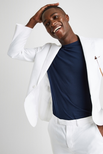 Moss 1851 Tailored Fit White Linen Jacket