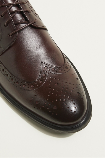Moss London Brunswick Burgundy Brogued Derby Shoe