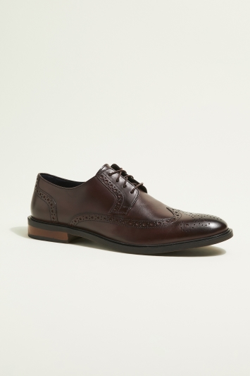 Moss London Brunswick Burgundy Brogued Derby Shoe