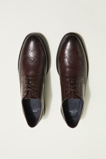 Moss London Brunswick Burgundy Brogued Derby Shoe