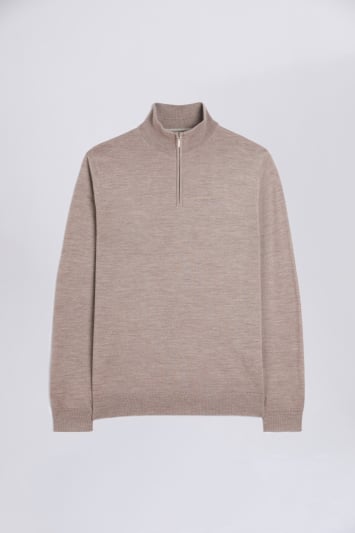 Winter White Merino Zip-Neck Jumper