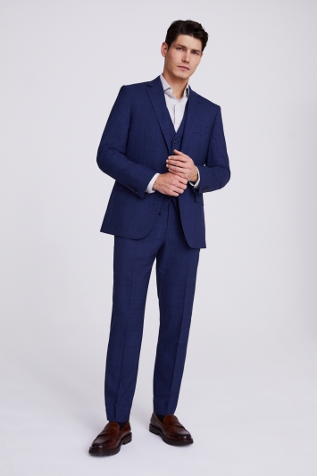 Tailored Fit Blue Check Suit