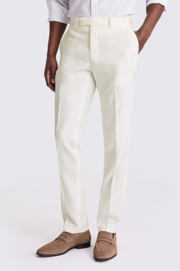 Tailored Fit White Matte Linen Suit