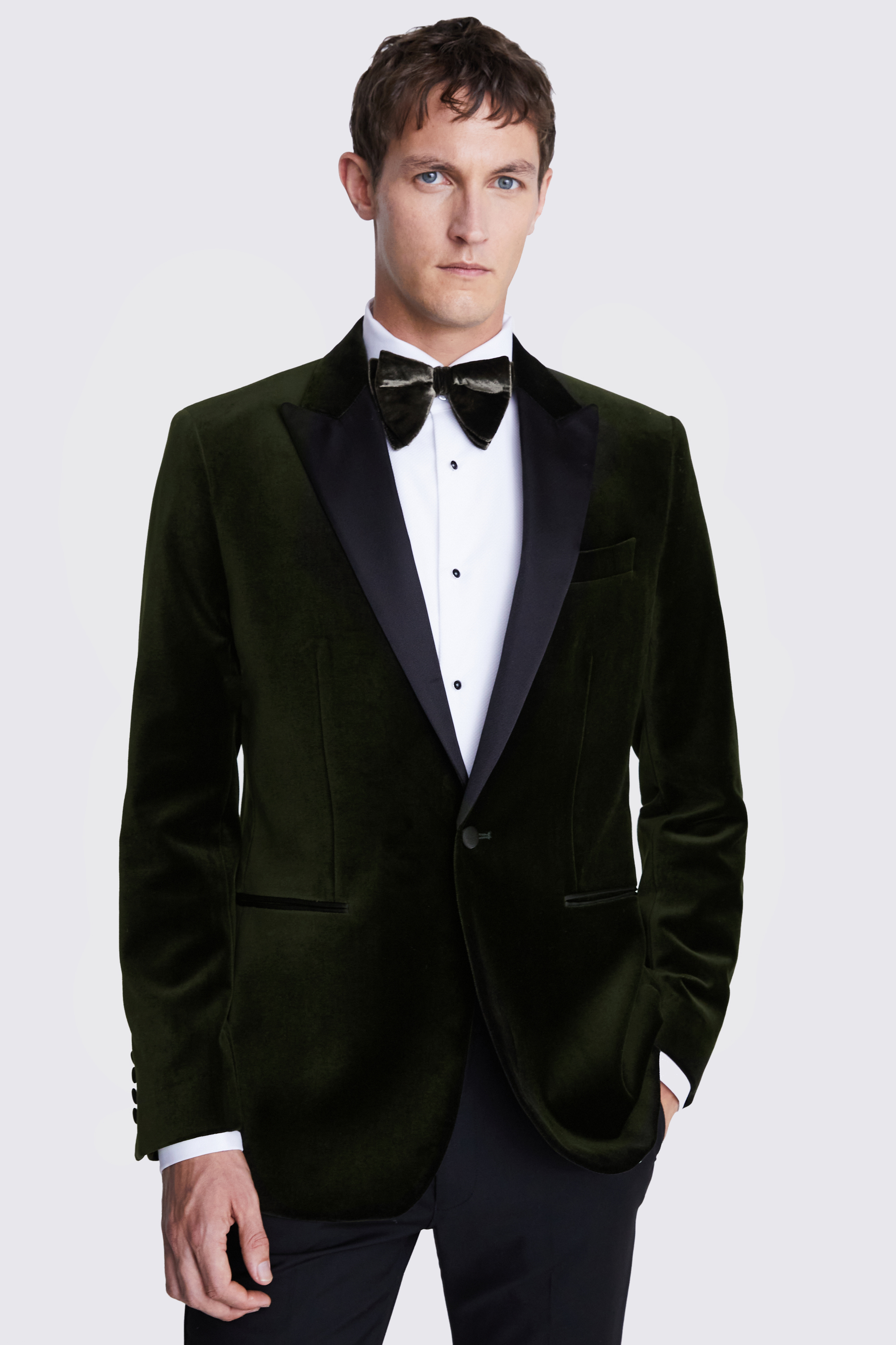 Regular Fit Olive Velvet Jacket | Buy Online at Moss