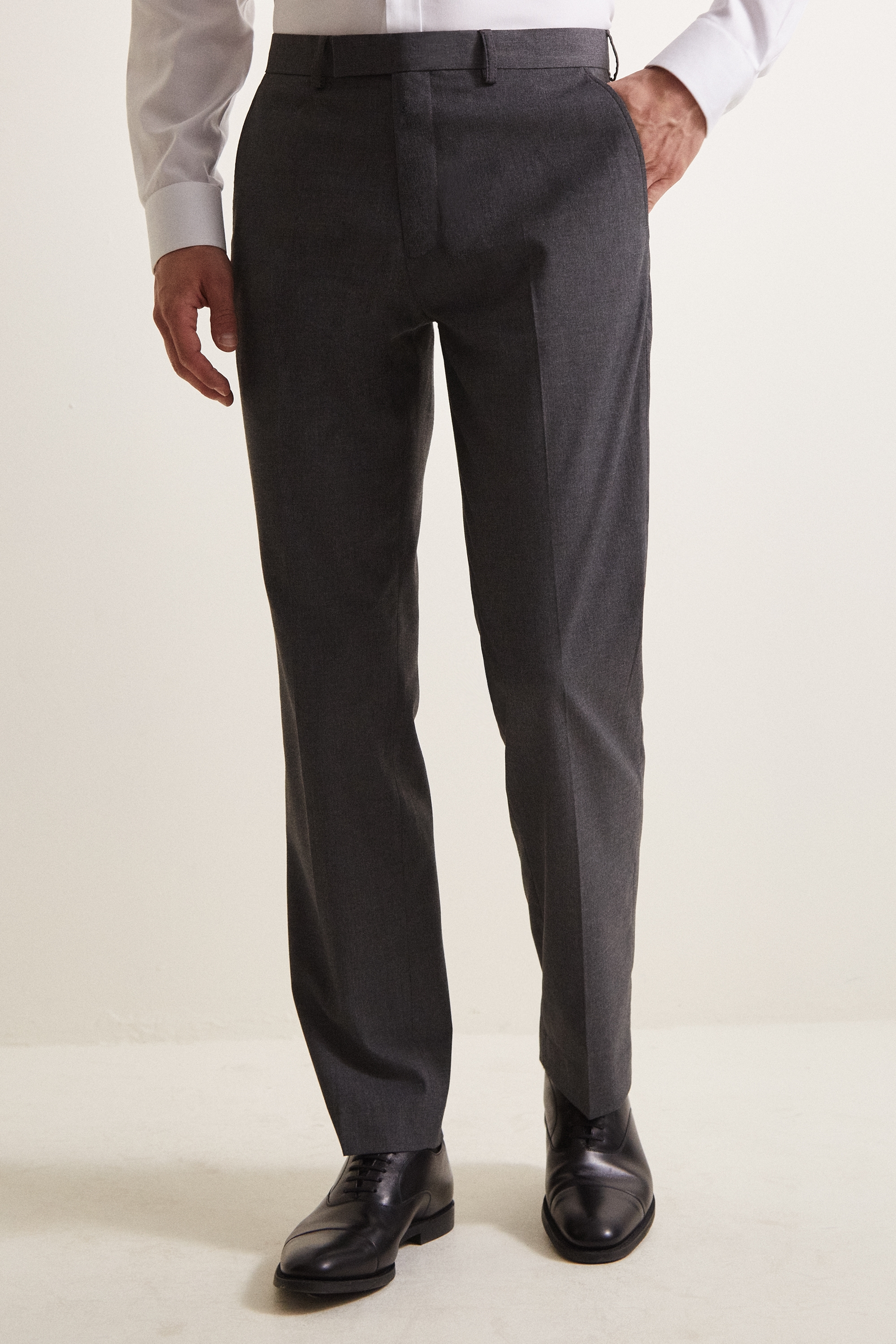 Regular Fit Grey Stretch Trousers | Buy Online at Moss