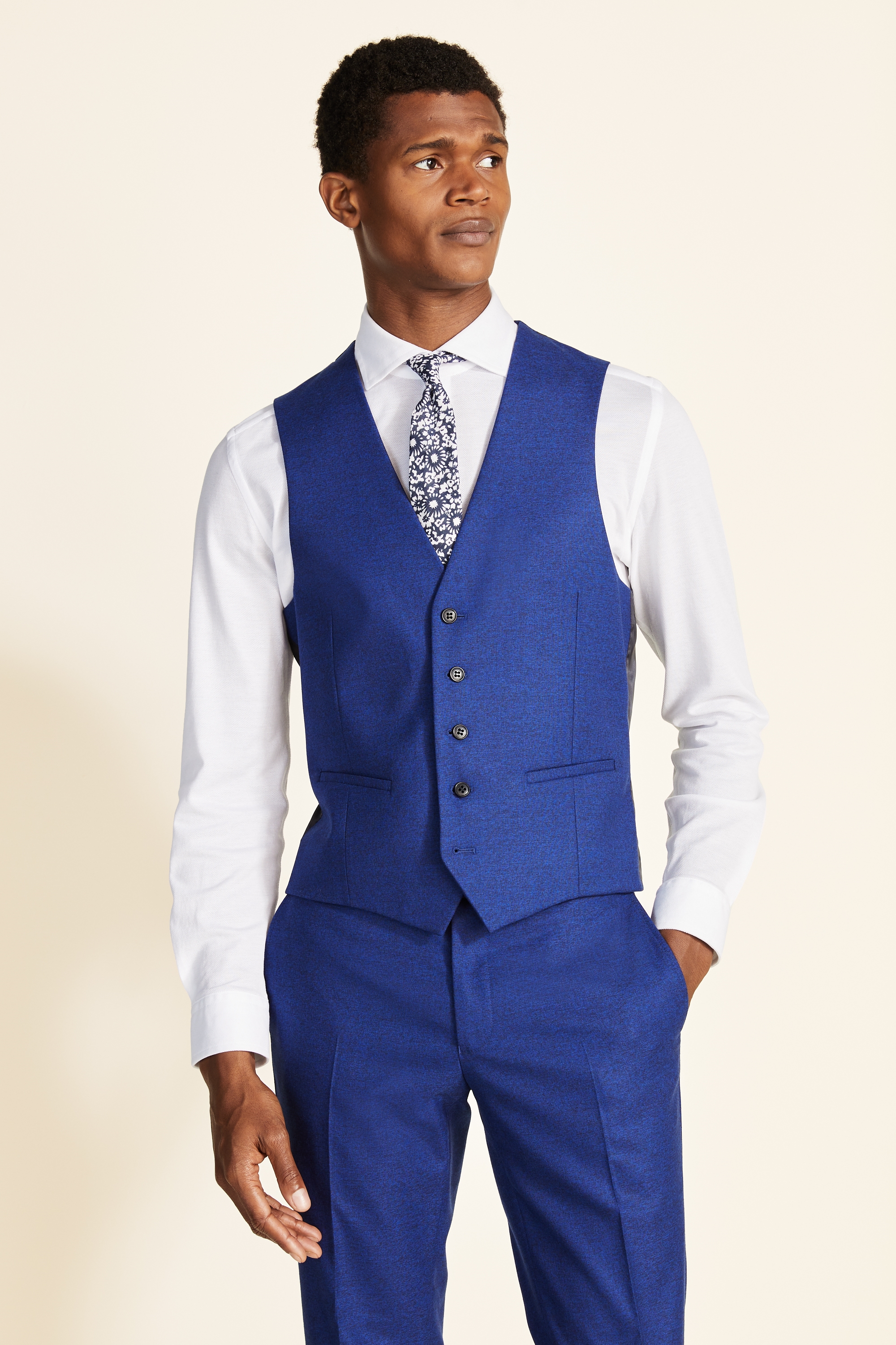 Slim Fit Cobalt Blue Waistcoat