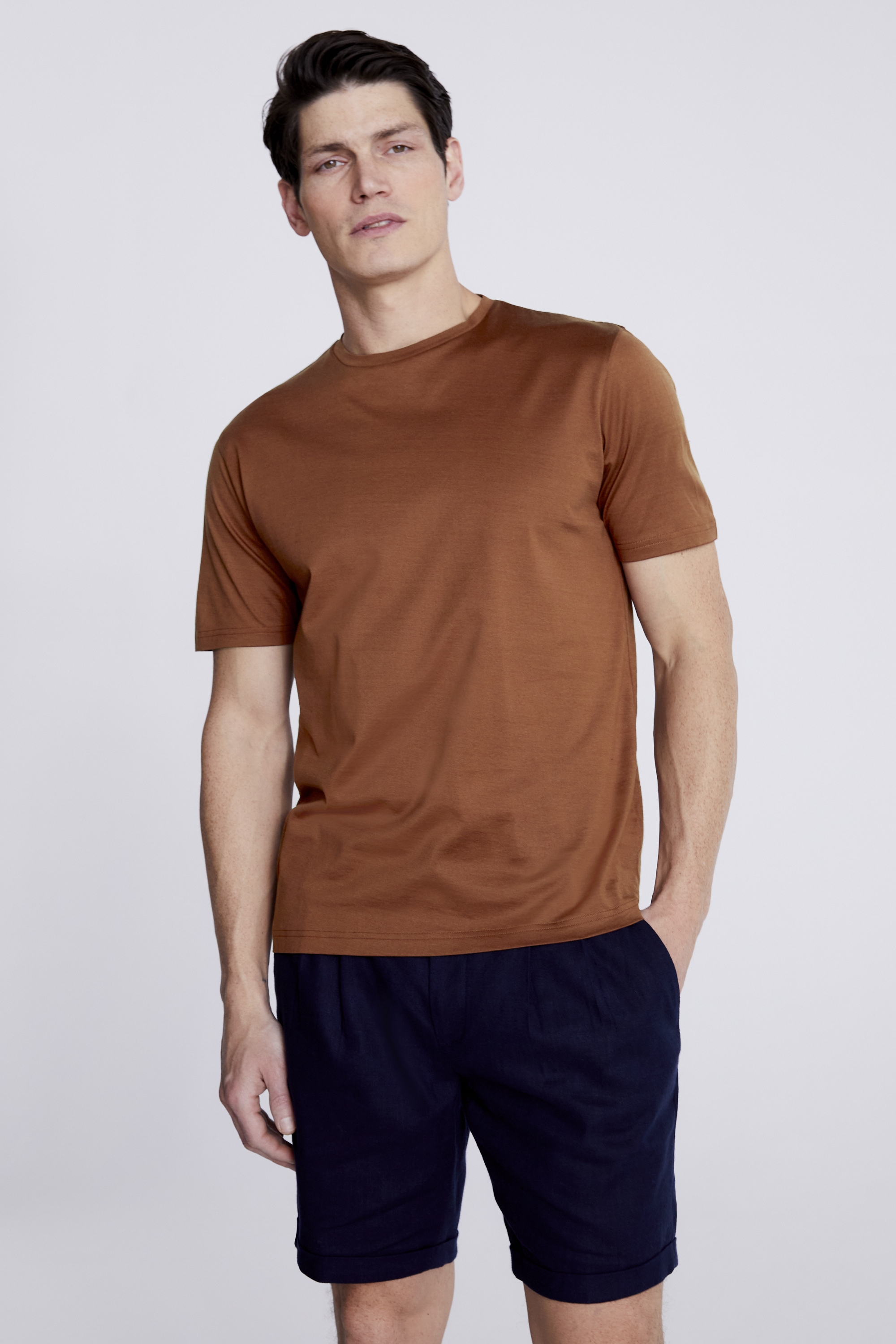 Rust Mercerised Crew Neck T-Shirt