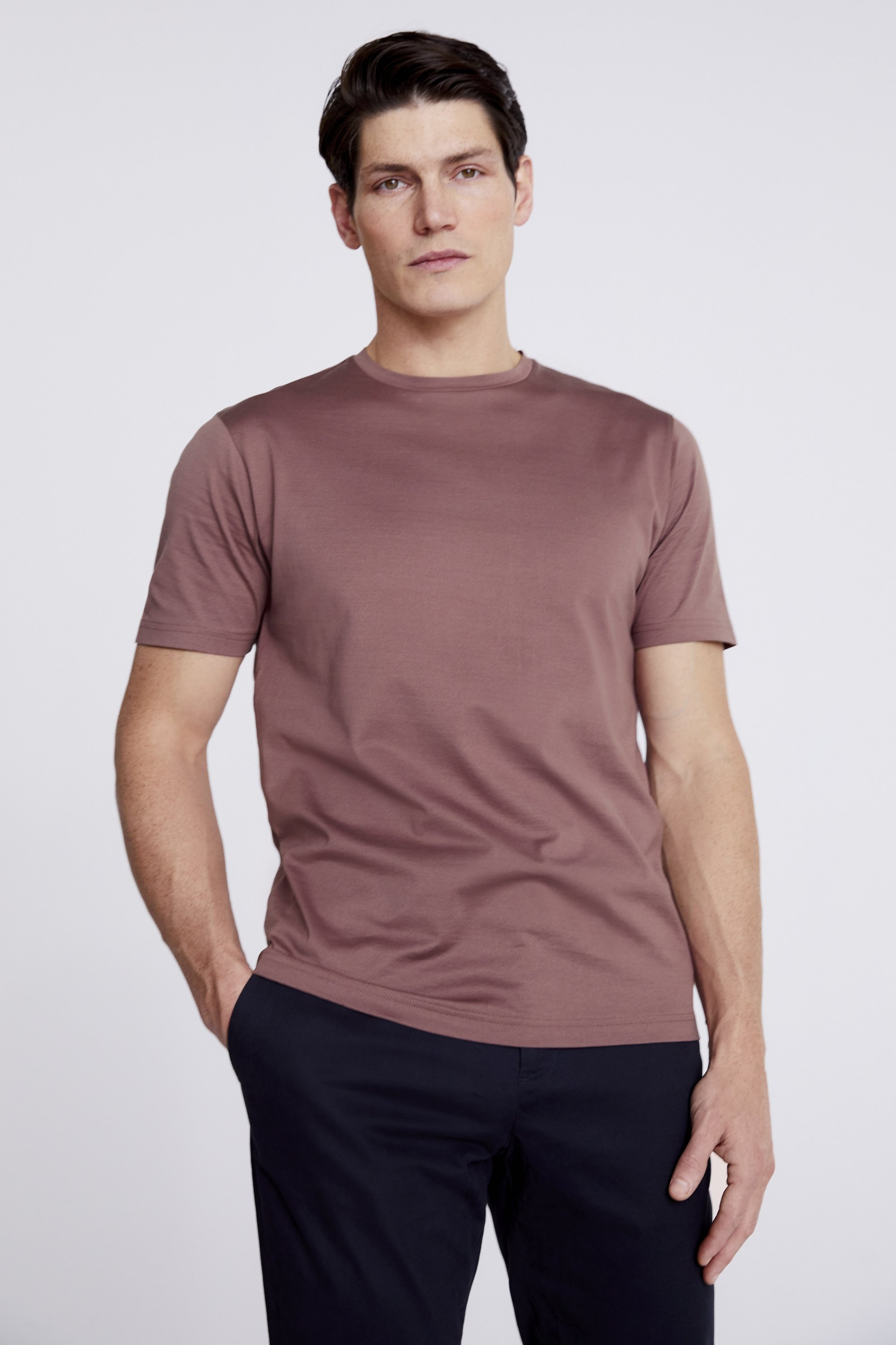 Dusty Rose Mercerised Crew Neck T-Shirt