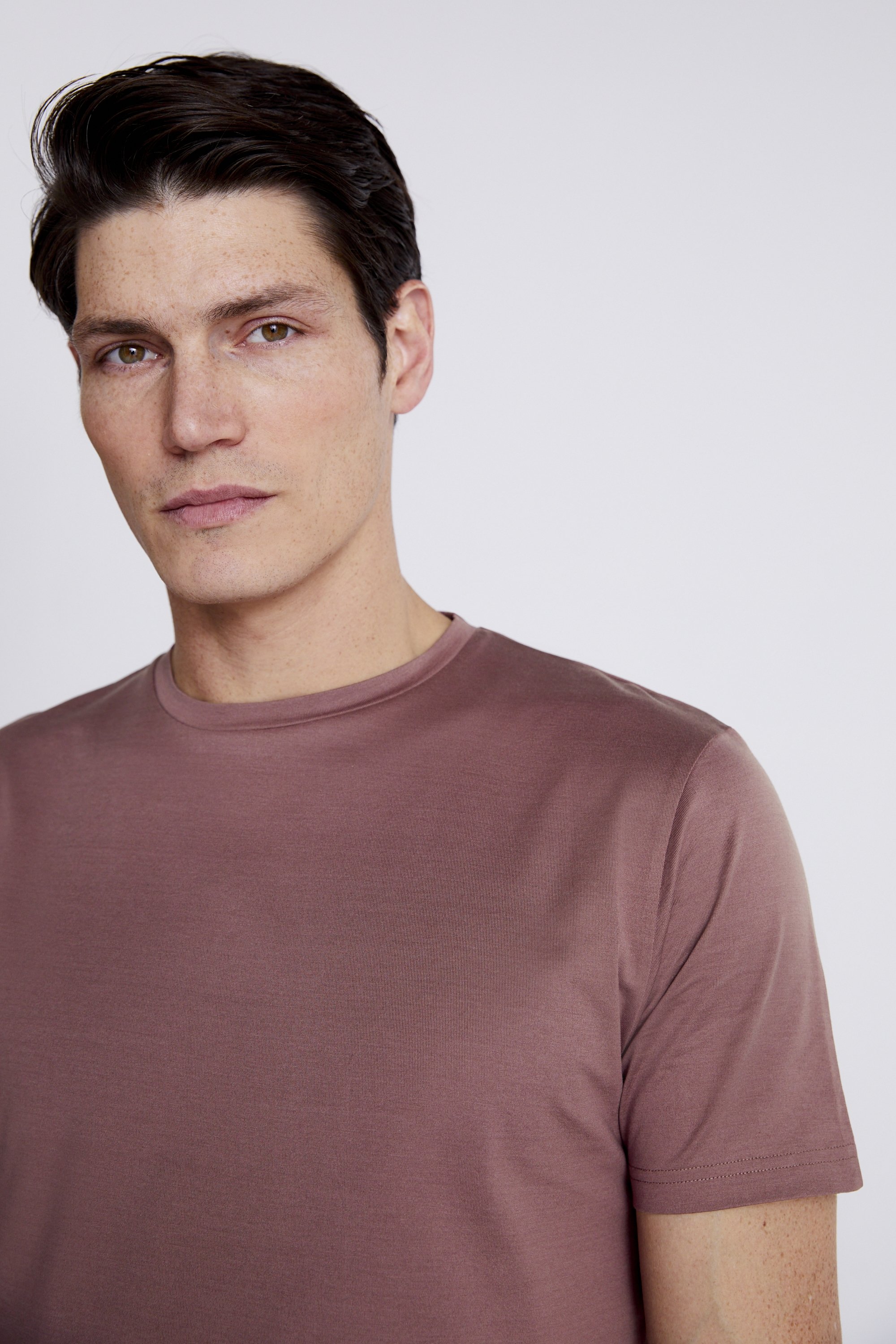Dusty Rose Mercerised Crew Neck T-Shirt | Buy Online at Moss