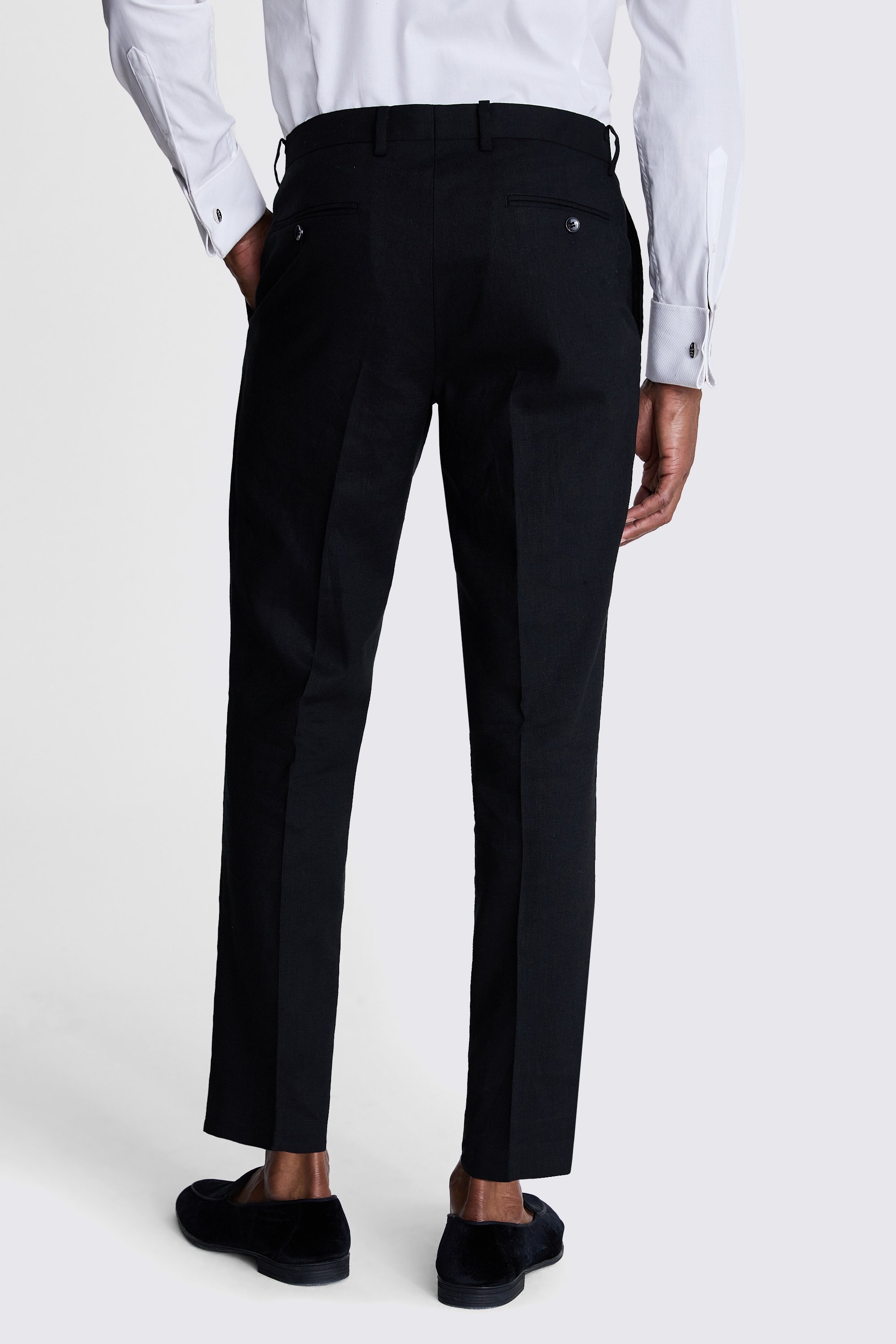 Tailored Fit Black Linen Dress Trousers Buy Online At Moss