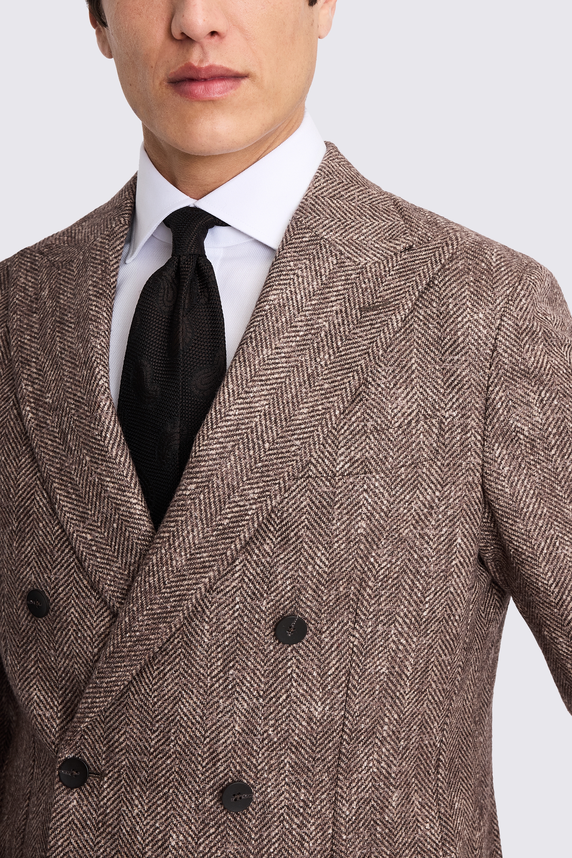 Italian Tailored Fit Brown Herringbone Jacket | Buy Online at Moss