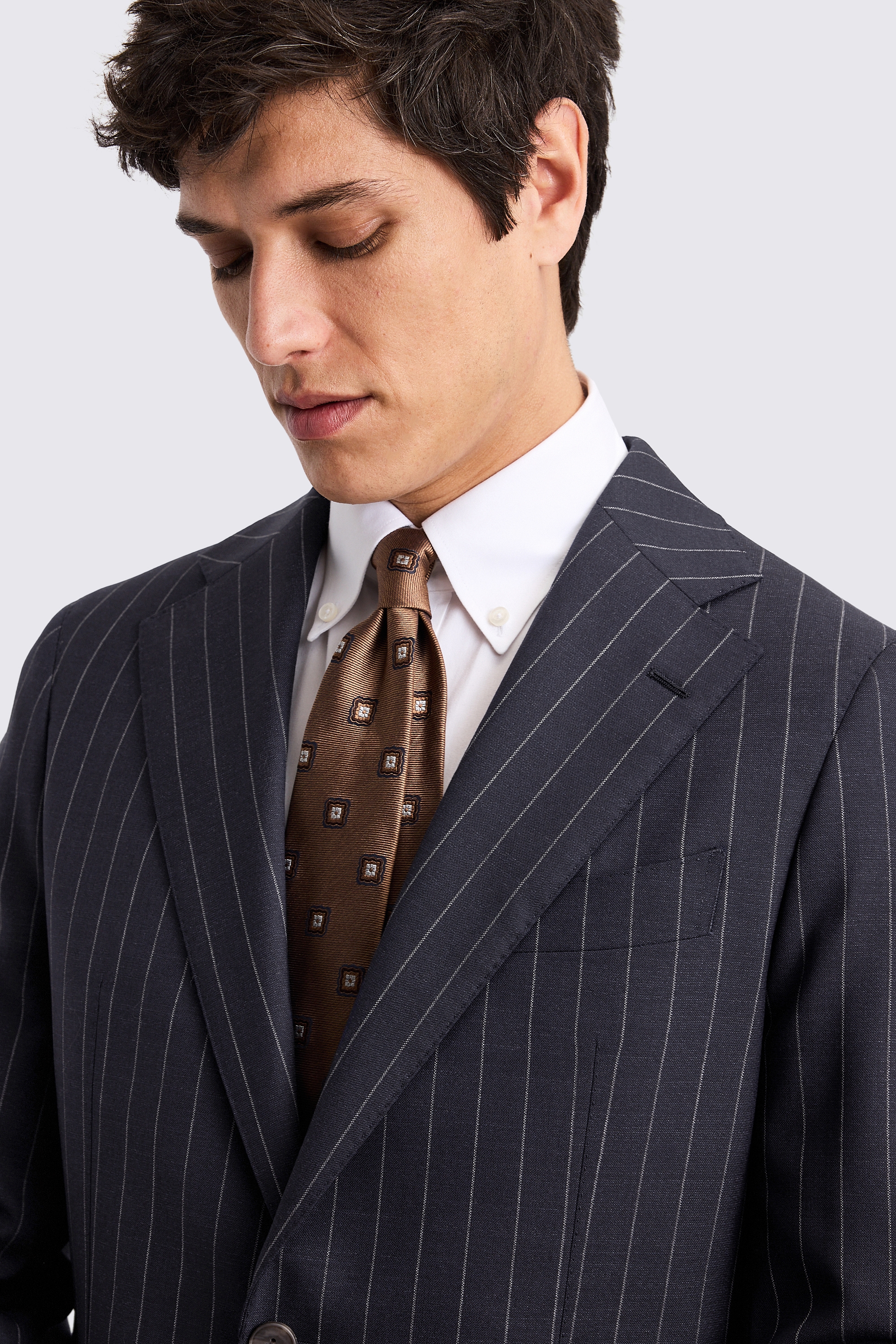 Italian Tailored Fit Navy Stripe Jacket | Buy Online at Moss