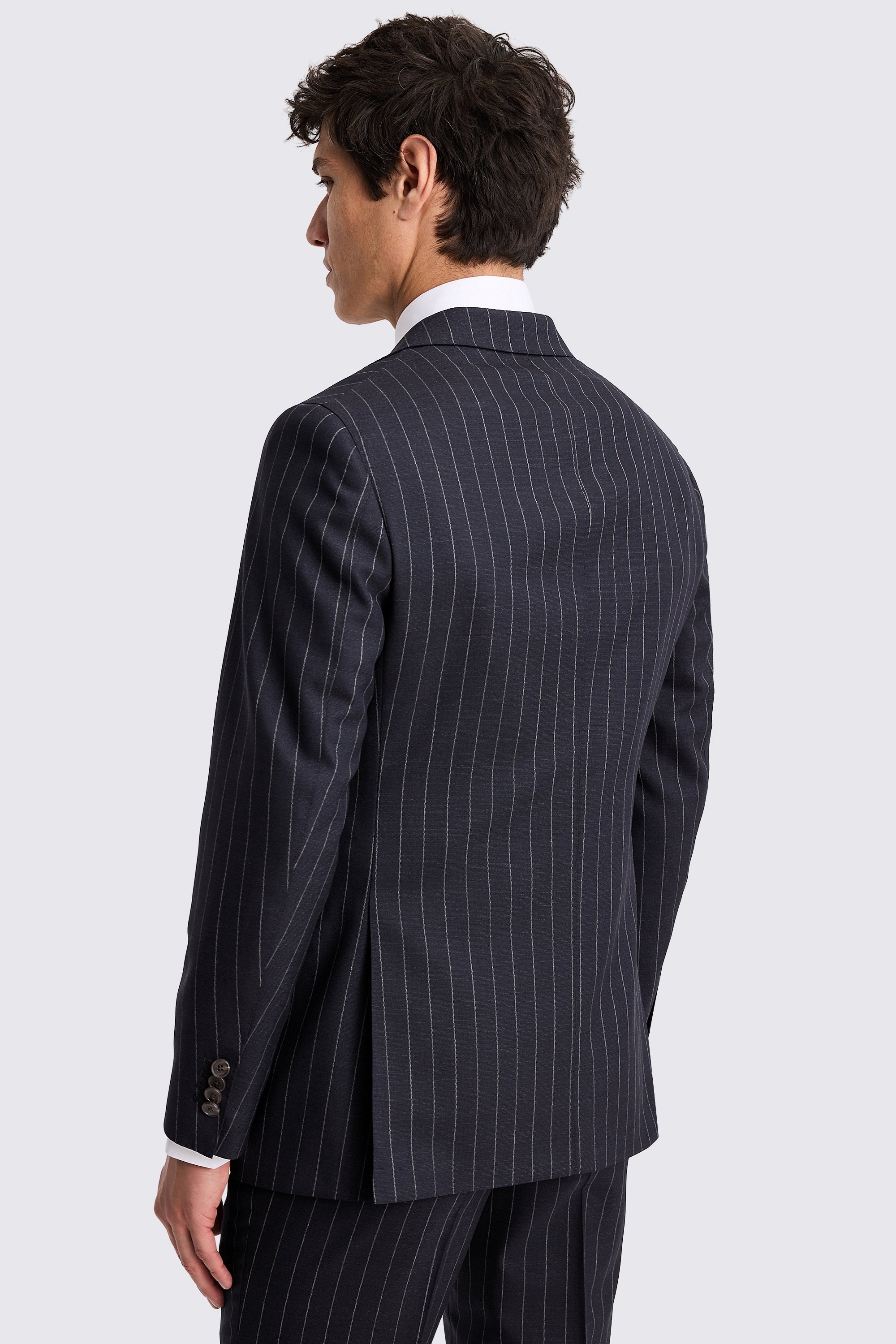 Italian Tailored Fit Navy Stripe Jacket | Buy Online at Moss