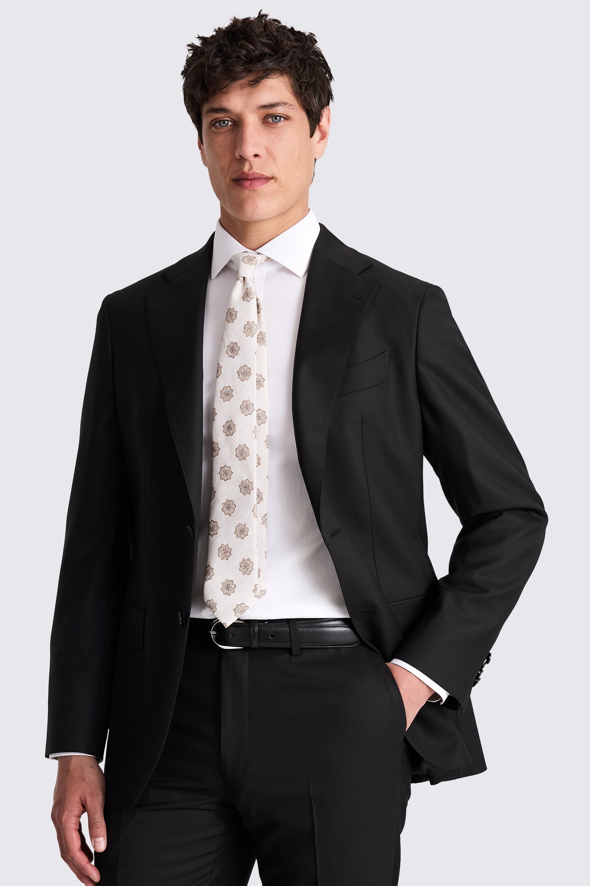 Italian Tailored Fit Black Twill Jacket | Buy Online at Moss