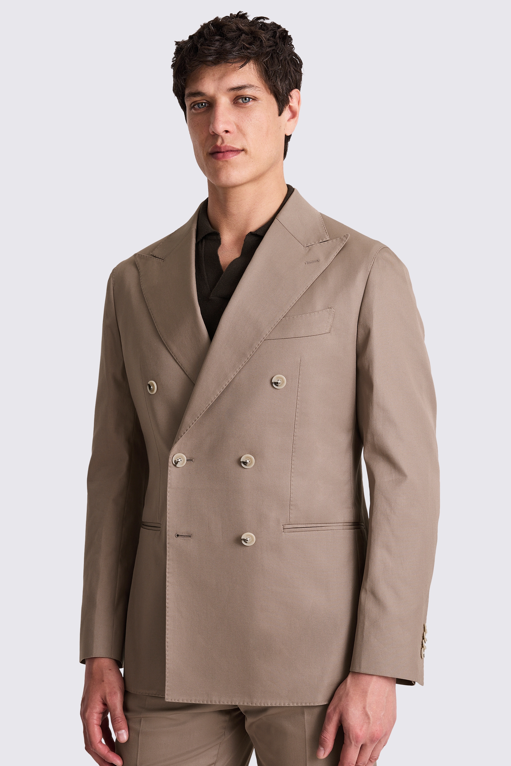 Italian Tailored Fit Taupe Cotton Jacket | Buy Online at Moss