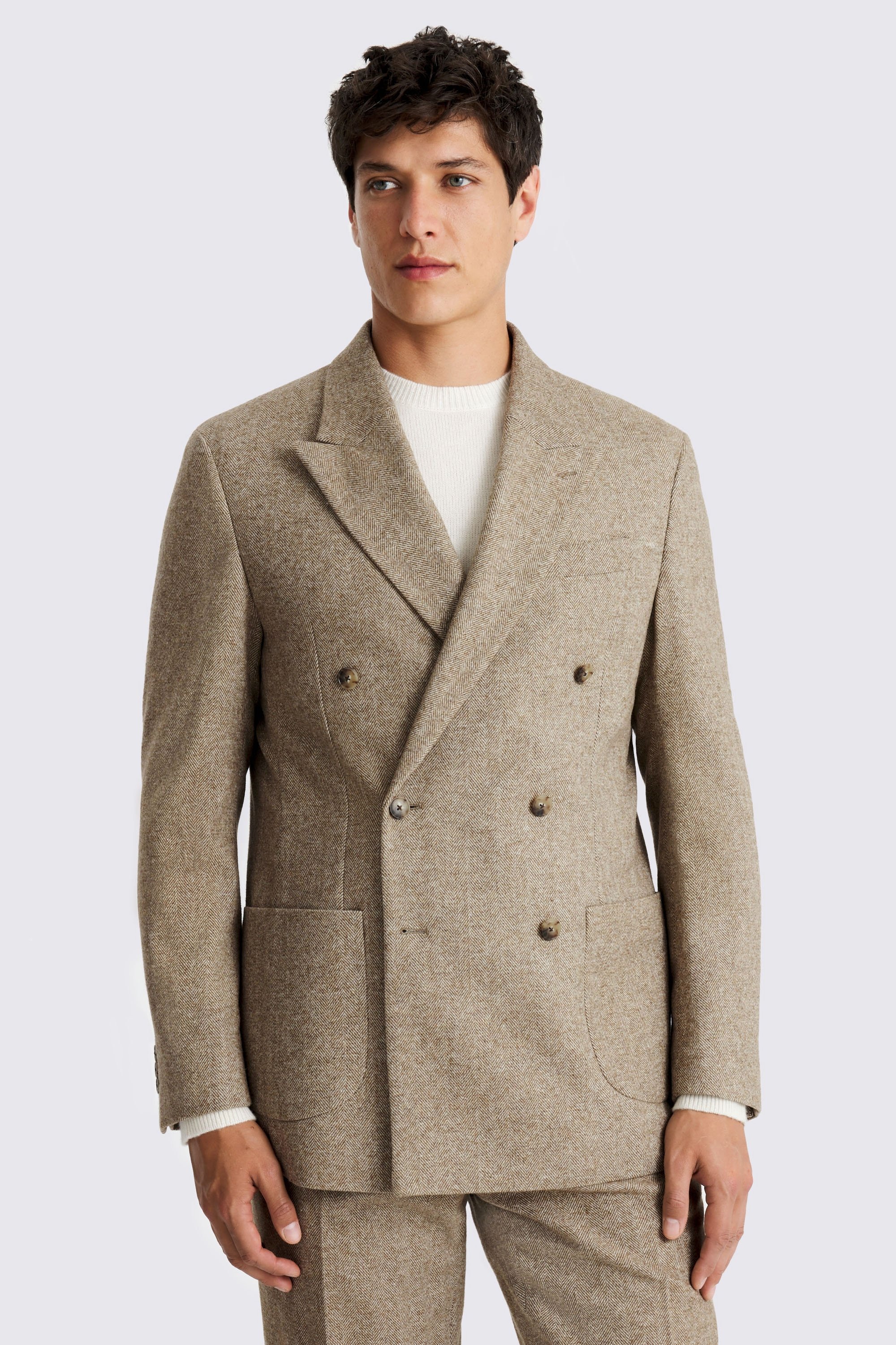 Relaxed Fit Gold Tweed Herringbone Jacket | Buy Online at Moss